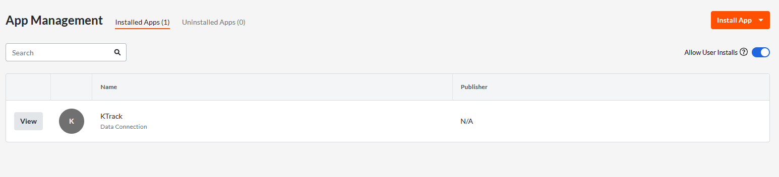 Install KTrack app from within Procore