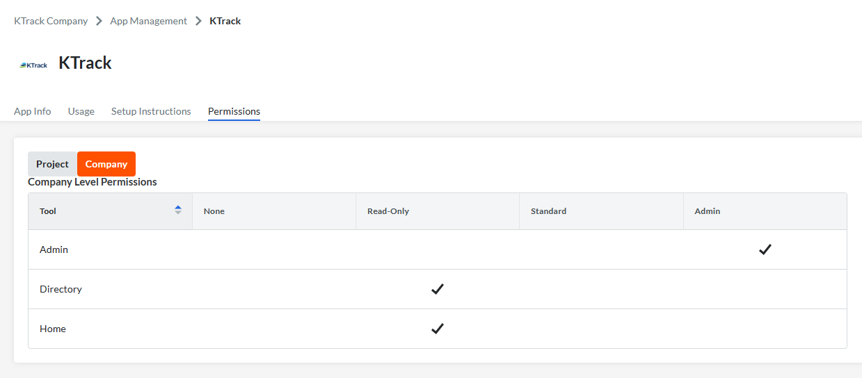 Verify KTrack integration and Procore Company setup